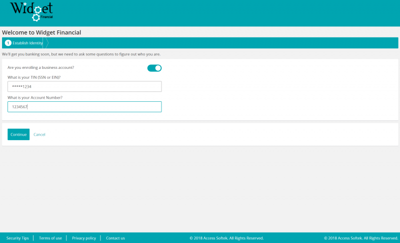 Business Online Banking - Widget Financial