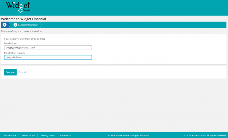 Business Online Banking - Widget Financial