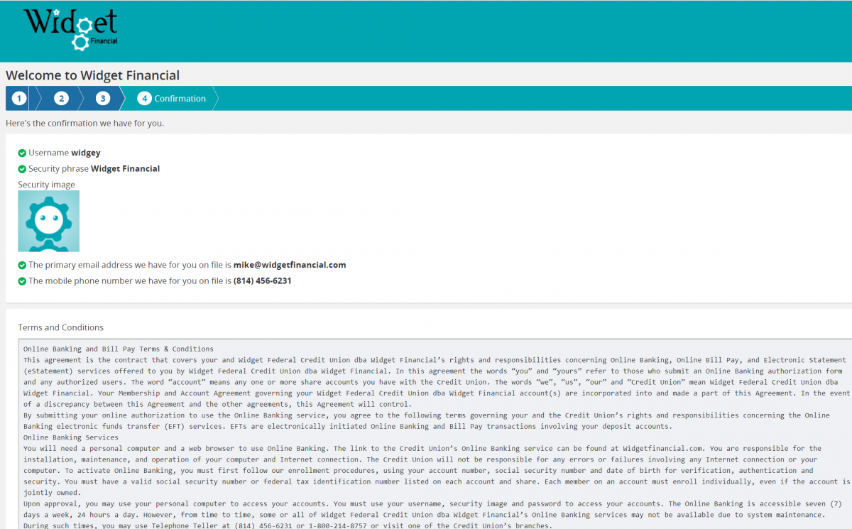 Business Online Banking - Widget Financial