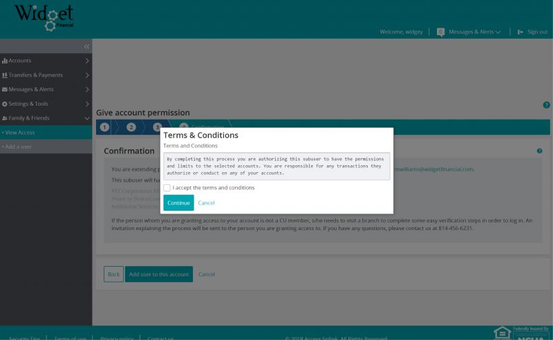 Business Online Banking - Widget Financial